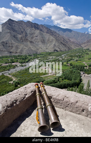 Tibetan horns. Matho Gompa. Ladakh. India Stock Photo - Alamy