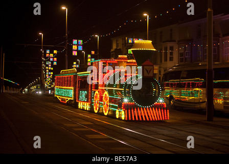 tram at night blackpool illuminations lancashire england uk Stock Photo ...