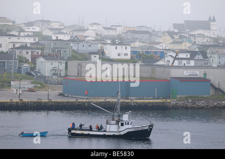 Channel Port aux Basques Newfoundland lighthouse and Anglican church ...