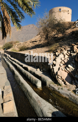 Traditional Falaj canal, irrigation system, Wadi Misfah, Hajar al ...