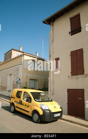 Yellow La Poste delivery van, part of the French postal service Stock ...