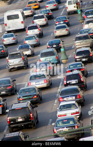 Heavy traffic congestion on highway with cars, tunnels, and traffic ...