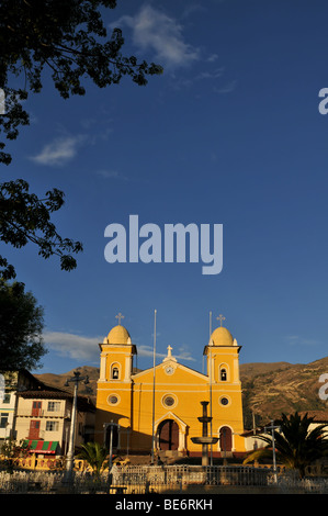 Panoramic view of Cajabamba town in the peruvian andes showing the main ...