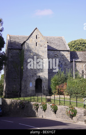The Saxon walled town of Wareham in Dorset seen across a forest and the ...
