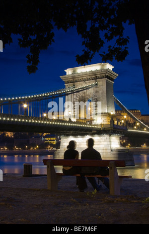 illuminated Budapest bridge at night Stock Photo - Alamy