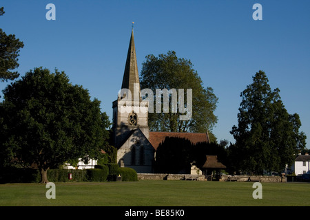 Village green and church, Brockham, Surrey Hills, Surrey, England ...