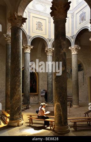 View inside the Saint Sauveur Church of the famous village of Le ...
