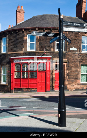 A Traditional English barbers shop in Carlisle, Cumbria, uk Stock Photo ...