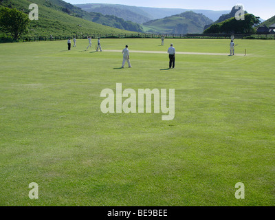 a cricket match at lynton cricket club in the valley of the rocks ...
