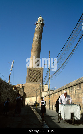 Mosul Iraq Al-hadba Bent Brick Minaret At The Great (nurid) Mosque ...