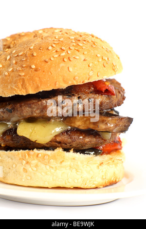 cheese burger with mushroom Stock Photo - Alamy