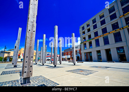 Poles at the Odlins Muster Area near the New Zealand Stock Exchange ...