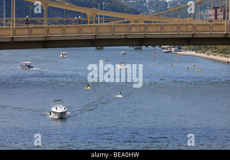 Boating on the Allegheny River. Pittsburgh, Pennsylvania Stock Photo ...