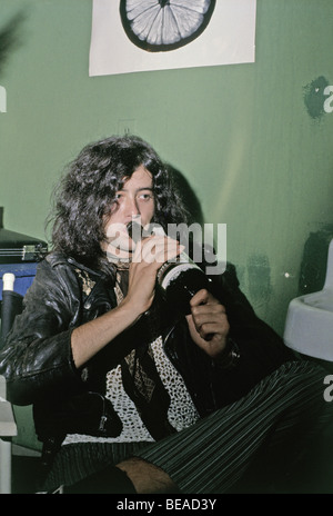 Jimmy Page of Led Zeppelin backstage at the Fillmore East in New York ...