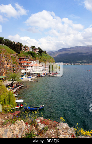 view of Ohrid Lake, city of Ohrid. Ohrid is a Macedonian resort and ...