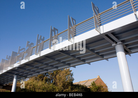 newtons cove modern steel footbridge weymouth dorset england uk gb ...