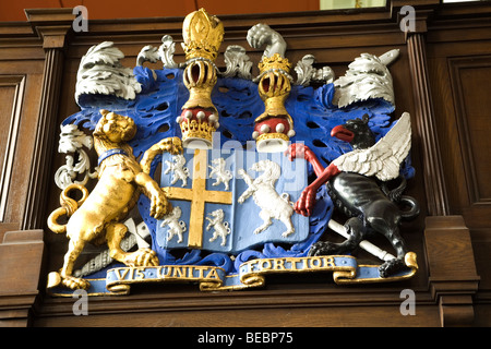 Coat of arms of a Bishop of Durham, Durham City, County Durham Stock ...