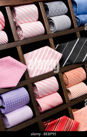 Multi color ties on store display. Horizontal shot Stock Photo - Alamy