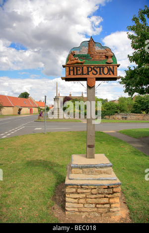 Helpston Village Wooden Sign Cambridgeshire County England Britain UK ...