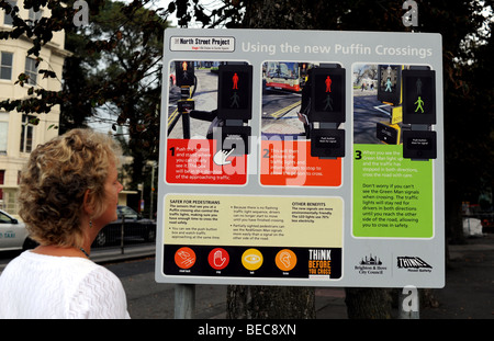 Pedestrian Puffin Crossing with traffic light on green with Stock Photo ...