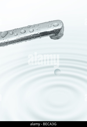 Illustration of water tap dripping with water drop isolated on white ...