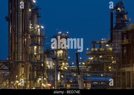 Schwechat Refinery near Vienna at dusk, Lower Austria, Austria, Europe ...
