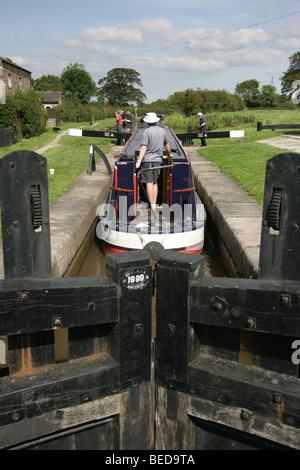 Cheshire, England, UK. Lock 5 at Bosley locks on the Macclesfield canal ...