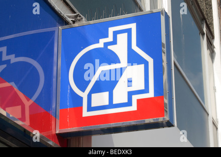 Logo on a branch of the Nationwide UK bank and building society in ...