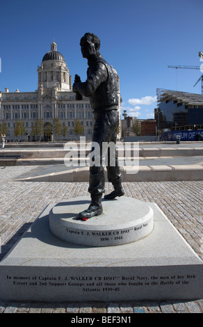 Statue of Captain F J Walker, Liverpool, World War II naval hero Stock ...