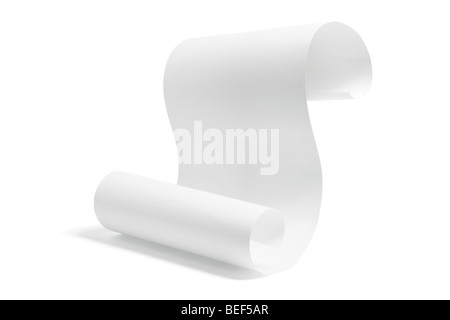 Rolled-up piece of paper with space for your text. Isolated on white ...