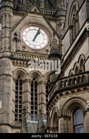 Close-up of manchester Town hall clock tower exterior Clock face roman ...