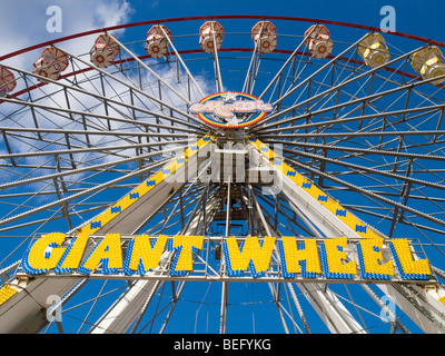 Looking up at the big wheel at the Goose Fair in Nottingham ...