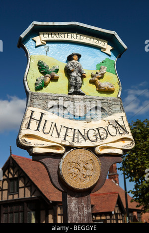 The Huntingdon town sign, Cambridgeshire; England; UK Stock Photo - Alamy