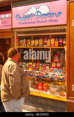 Traditional English sweets. British Sweets. Man selling old English ...