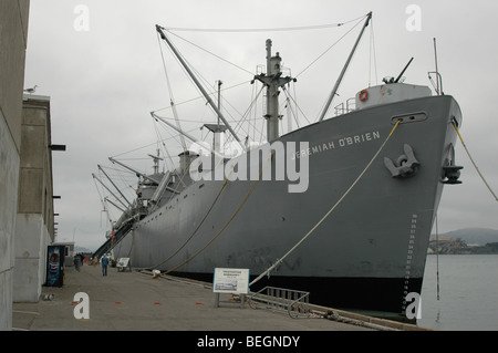 The SS Jeremiah O'Brien, a WW2 Liberty Ship, framed through the arch of ...