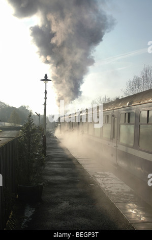 The platform at Ramsbottom Railway Station on the East Lancs Railway ...