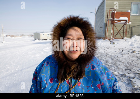 Portrait of an Inuk. Gojahaven is a town in the far north of canada ...