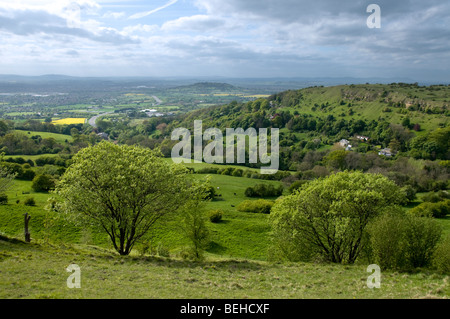 Panoramic view from Birdlip Hill in Gloucestershire Stock Photo - Alamy