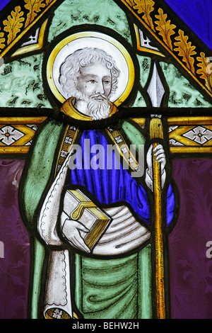 St. Thomas, with spear, stained glass window by Joseph Grant of ...