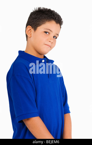 Close up of a boy smirking Stock Photo - Alamy