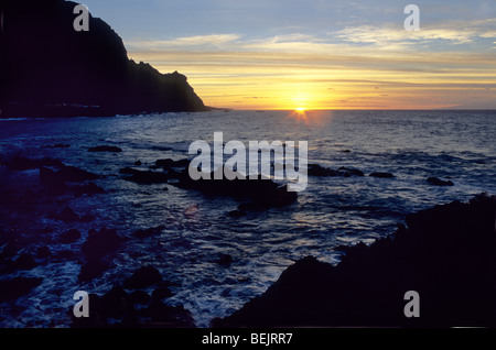 Sunset at Playa de la Arena beach, Tenerife island, Canary Islands ...