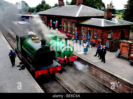 Steam trains in Shackerstone Railway station Stock Photo - Alamy