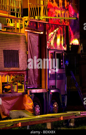 Ghost Train fairground ride in the evening, Goose Fair, Nottingham ...