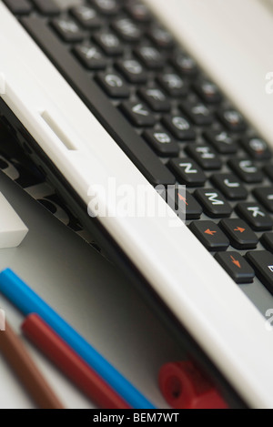 Overhead shot of school supplies with Computer Programmer text. Brushes ...