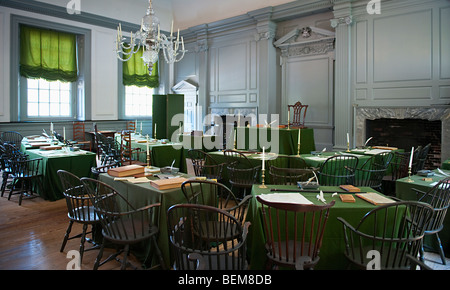 Independence Hall, Philadelphia, interior. The Assembly Room, where the ...