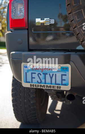 Vehicle registration plate on Hummer sports utility vehicle in Anna ...