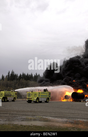 Aircraft props on fire at an ARFF training drill Stock Photo - Alamy