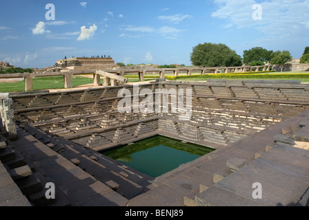 Ancient stepped water tank in front of the Sun Temple at Modhera ...