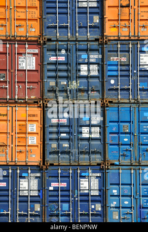 Piled shipping containers Stock Photo - Alamy