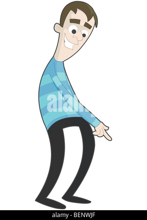 A cartoon boy pointing out Stock Photo - Alamy